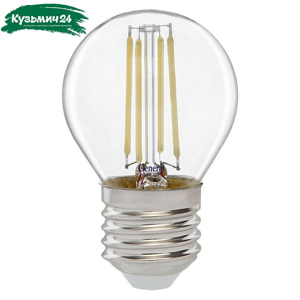 Филаментная светодиодная лампа General Lighting Systems GLDEN-G45S 10Вт E27 4500К шар