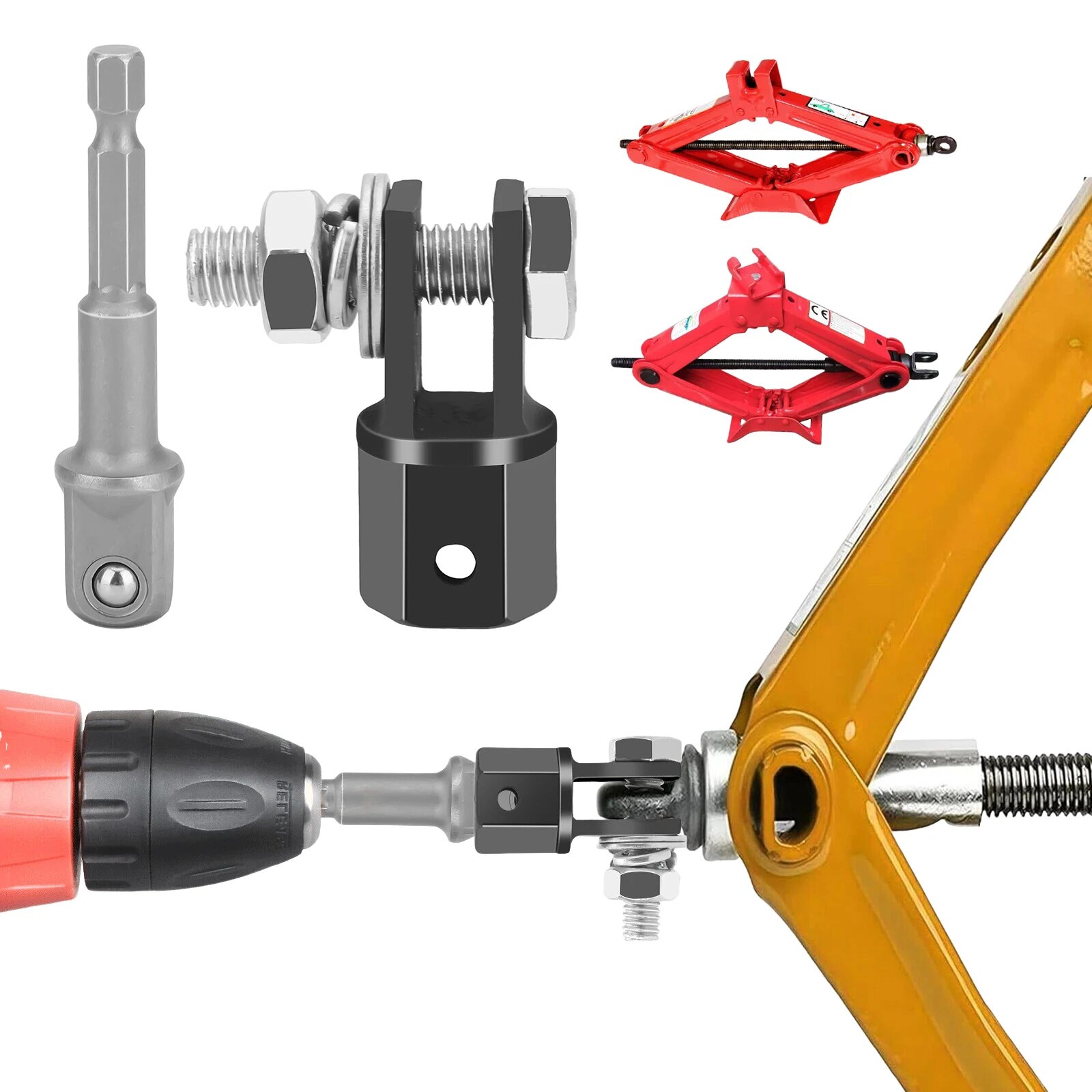 1/2-дюймовые автомобильные домкраты, подъемное оборудование, привод из хром-ванадиевой стали, адаптер для ударного ключа, инструмент для использования с ударным приводом для электрической дрели