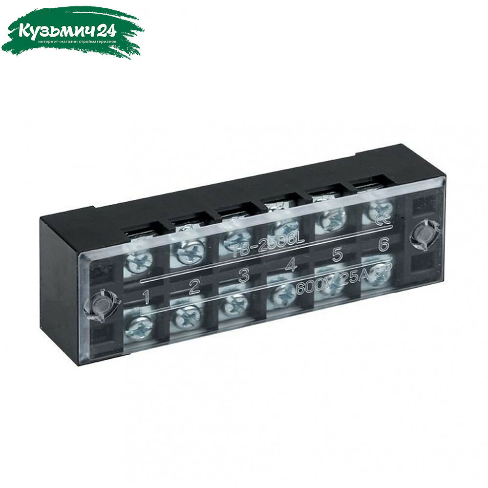 Колодка клеммная EKF ТВ-2506 до 2.5 кв. мм, 6 пар, 25 А, термопласт, черная