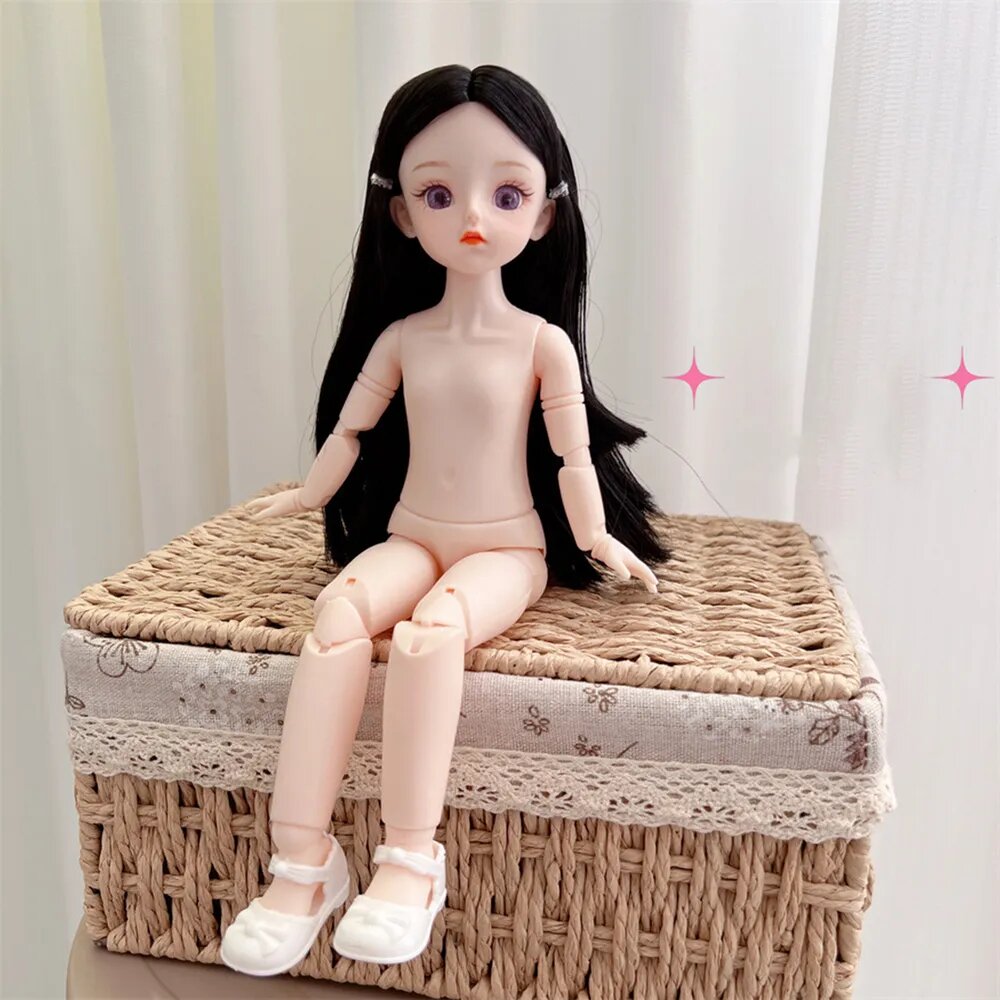 BJD кукла, 20 суставов, 30 см, черные волосы, фиолетовые глаза, с головой, телом и обувью