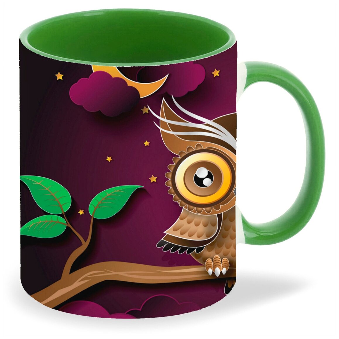 Кружка зеленый CoolPodarok Сова арт