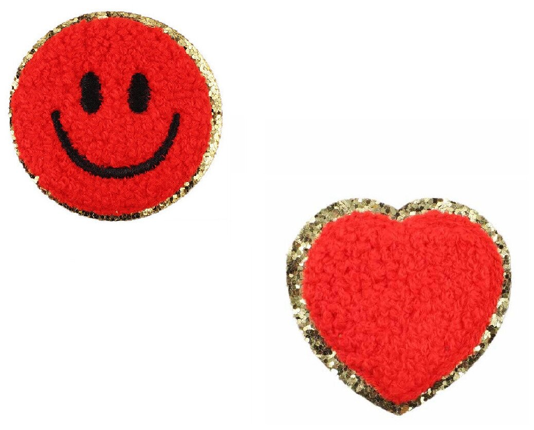 Нашивки смайлик и сердце термонашивки 2шт.