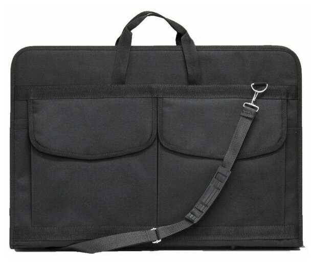 Папка А2 черная широкая с 3 карманами