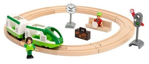 BRIO Набор деревянной железной дороги с зелёным пассажирским поездом, 33847