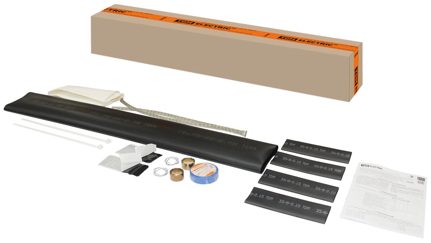 Муфта кабельная термоусаживаемая соединительная 70-120 кв. мм, 1кВ, ПВХ/СПЭ с броней, без гильз 4ПСтБ1-70/120-БГ TDM SQ0557-2007 (1 шт.)