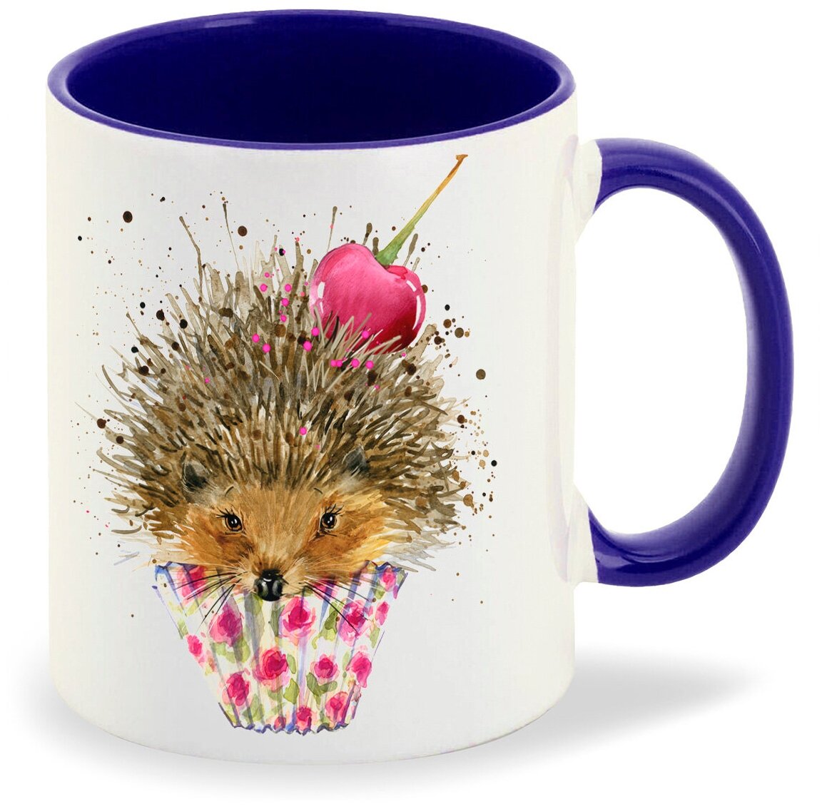 Кружка синий CoolPodarok Графика. Ежик панкейк