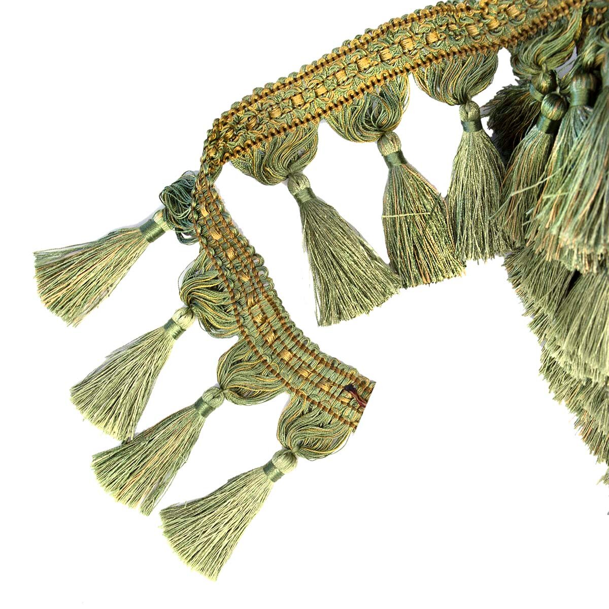 Бахрома для штор с кисточками, 11,5 см*25 м, для текстиля и шитья, фисташковая, Айрис