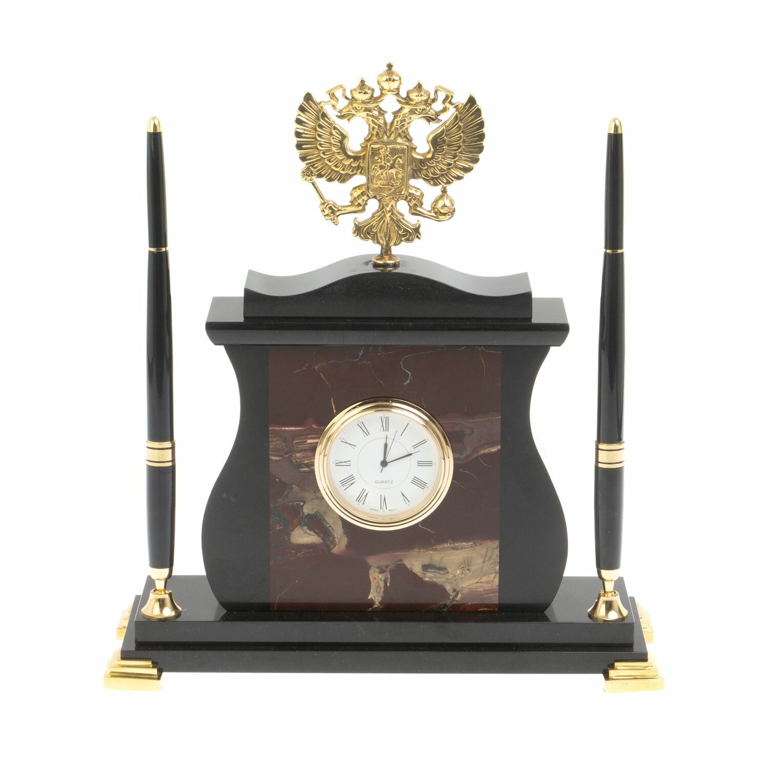 Настольные часы "Герб России" из яшмы