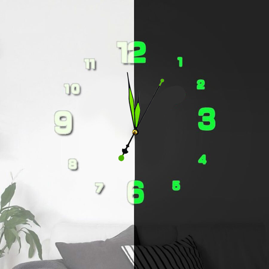 Настенные часы 3D бесшумные светящиеся 40 см.