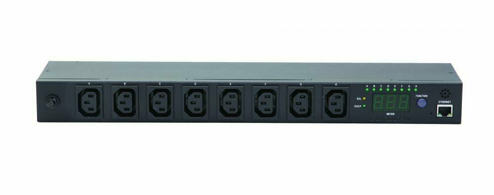 Блок розеток Eurolan 60A-65-55-08BL 8хC13 С20 1U 3,3 кВА