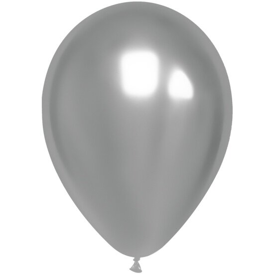 Воздушные шары Meshu М12/30см, хром, серебро, 50 штук