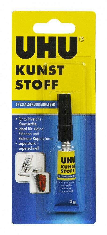 Клей для пластика UHU KUNST STOFF "секунда", туба 3г