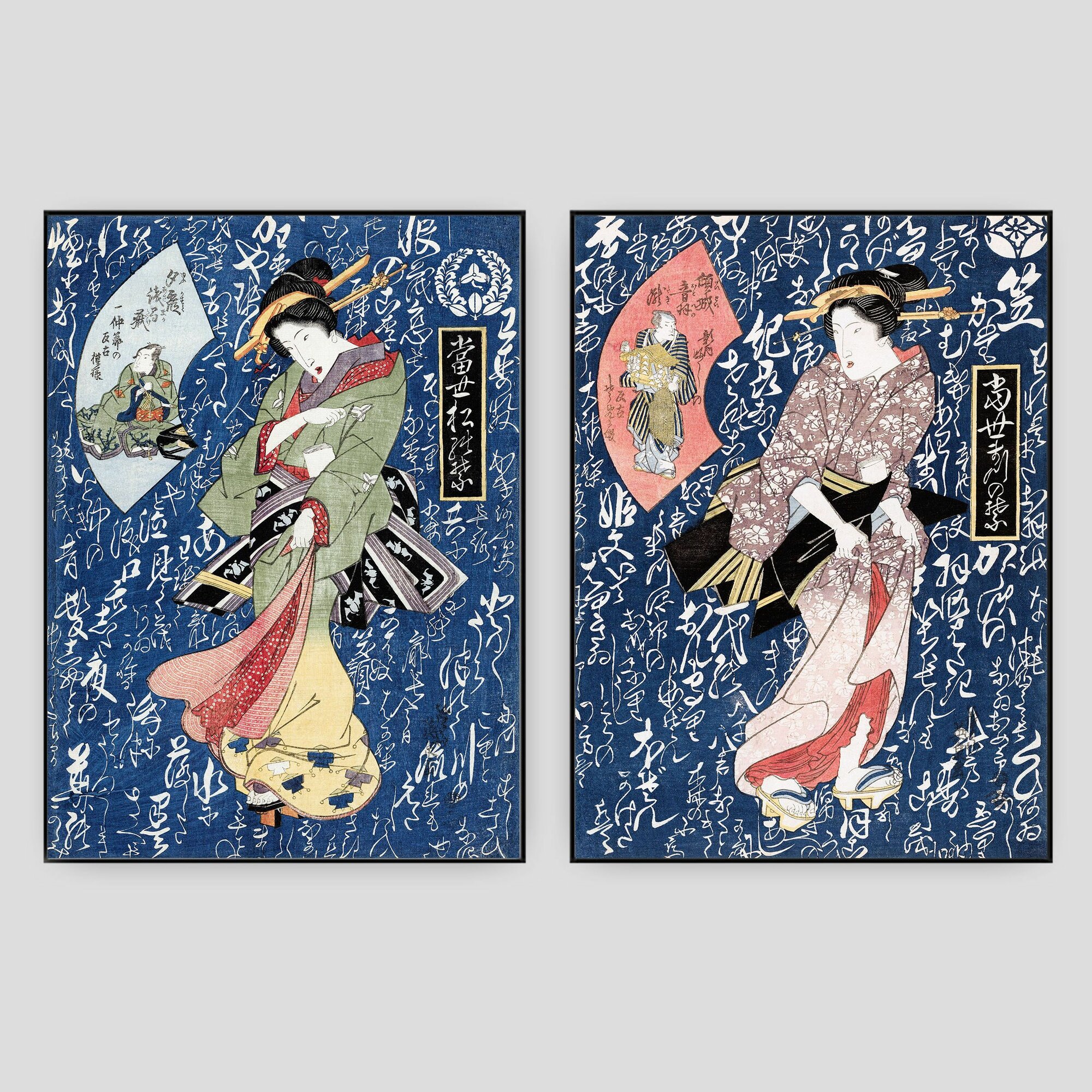Набор интерьерных постеров - Японские гейши 2 шт, без рамок, А3