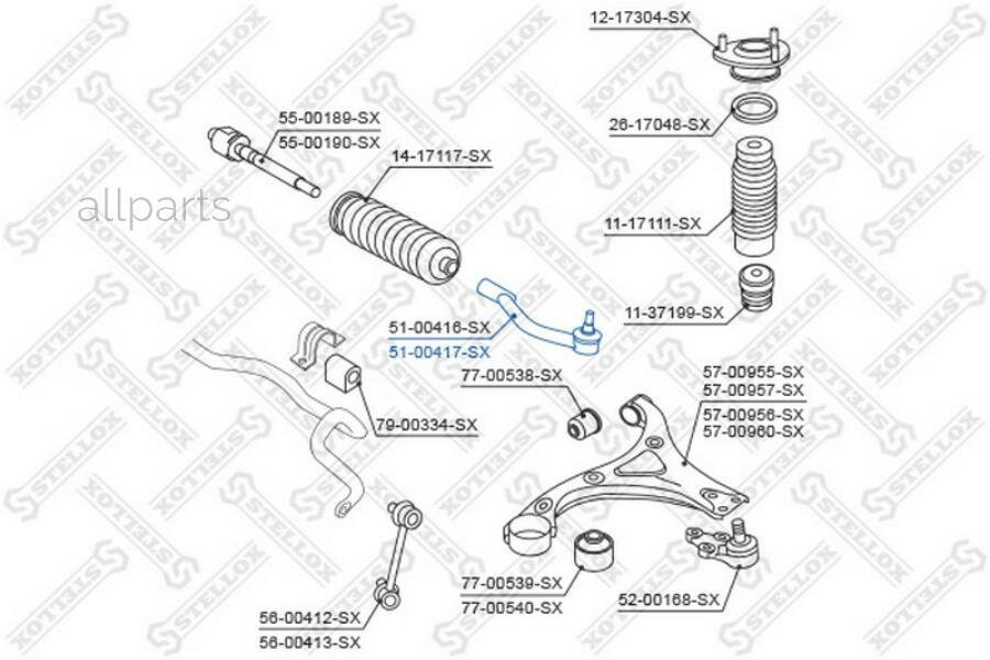 STELLOX 5100417SX наконечник рулевой правый!\ KIA Grand Carnival 05>