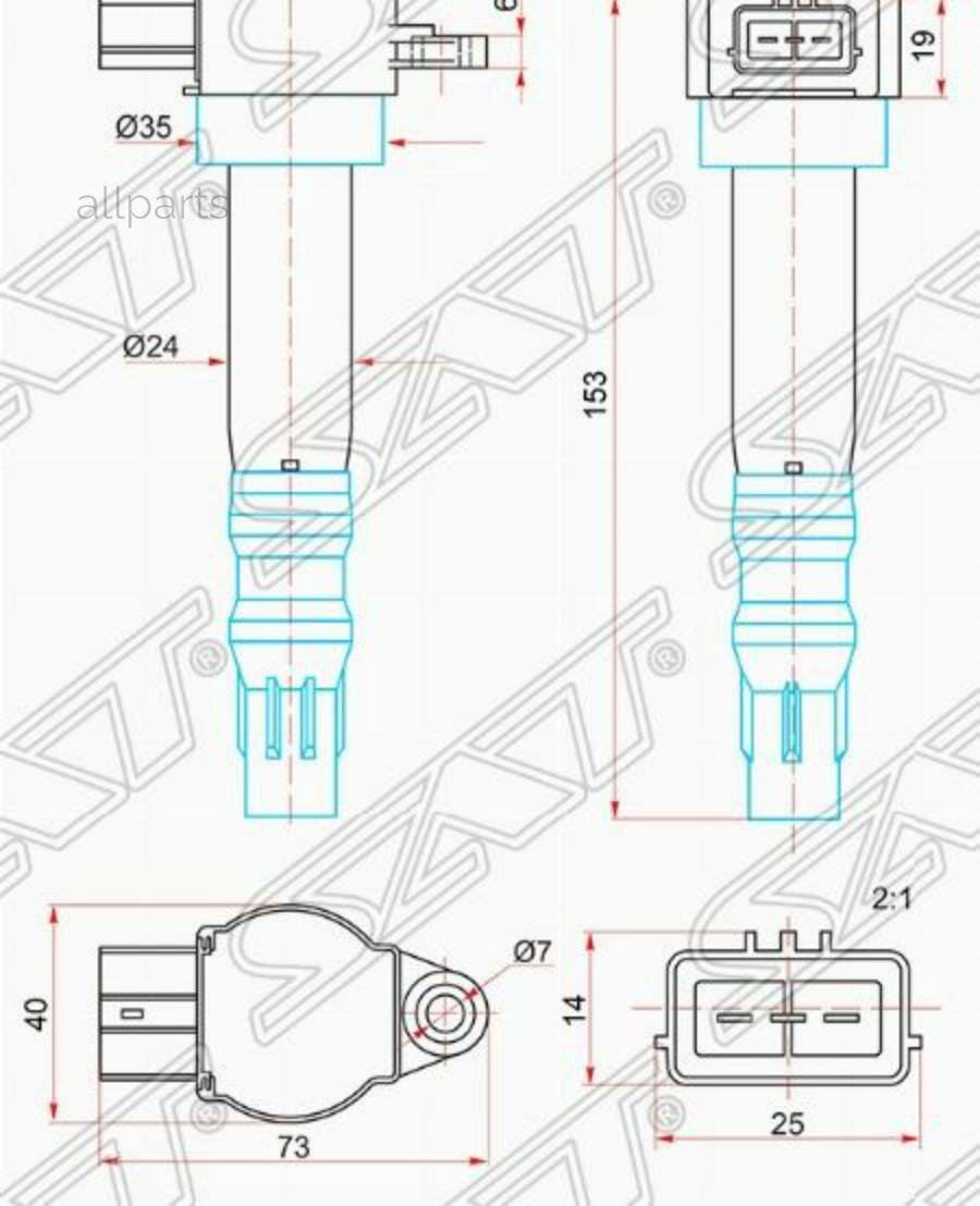 SAT ST-MR994643 Катушка зажигания Mitsubishi Lancer 02-17 / Outlander 02-09 4G69;6G75