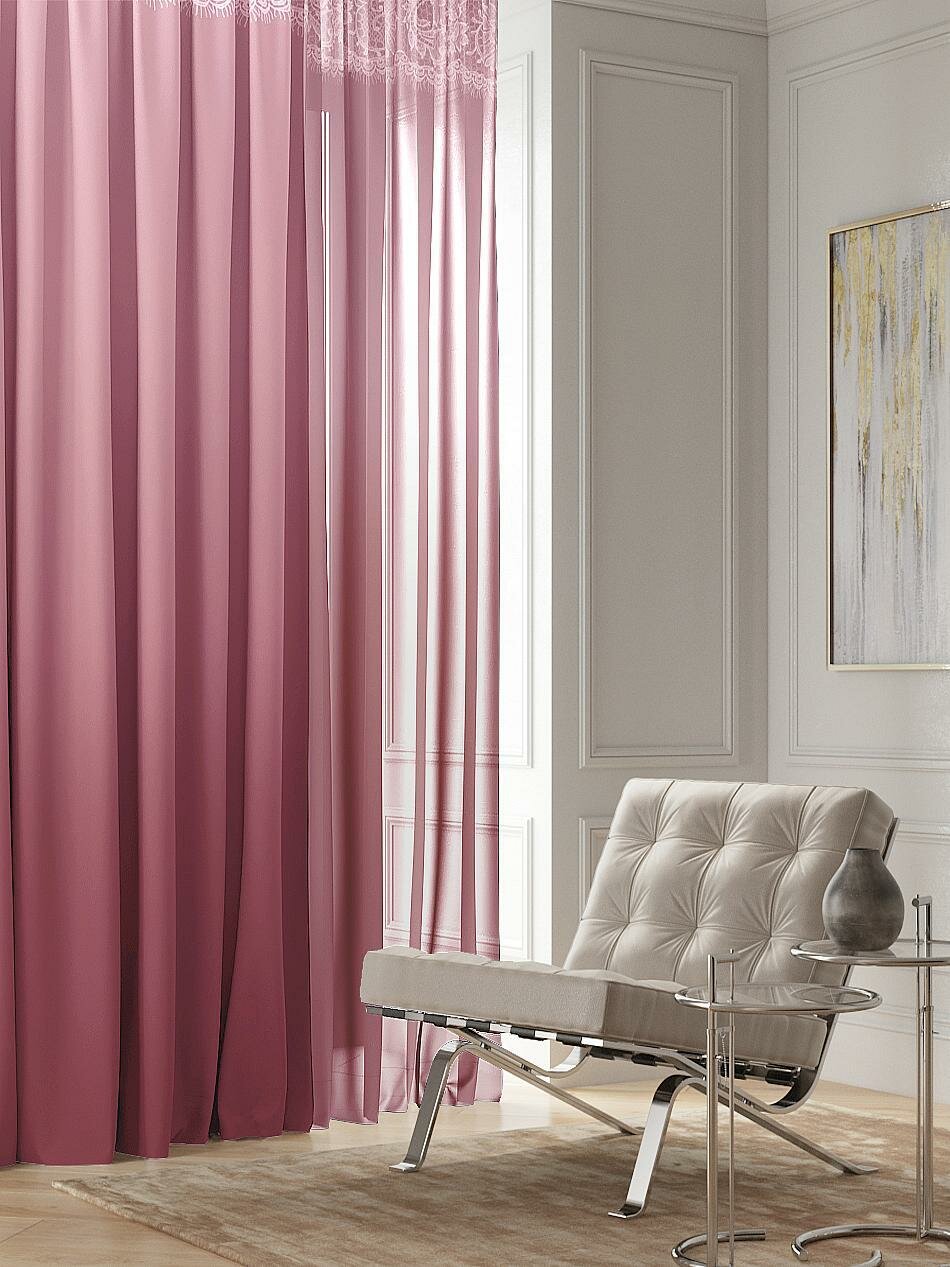 Комплекты штор AT HOME Несен (пыльная роза) высота 280 см, ширина 150 см, крепление - шторная лента, Розовый