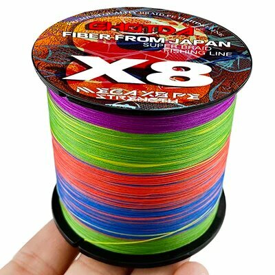 GHOTDA 8-нитевая плетенная леска для рыбалки 300/500/1000 м 500M 0.32MM 43LB, Multicolor