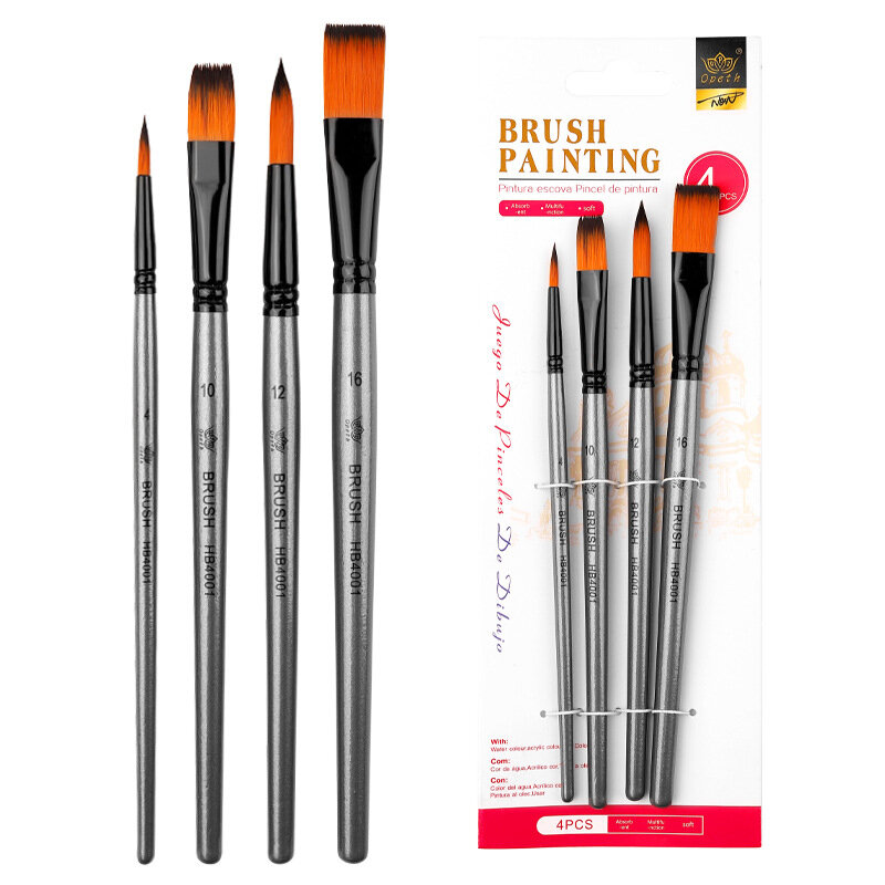 Ручка для рисования гуашью, маслом, с нейлоновой кистью, серебристо-серая