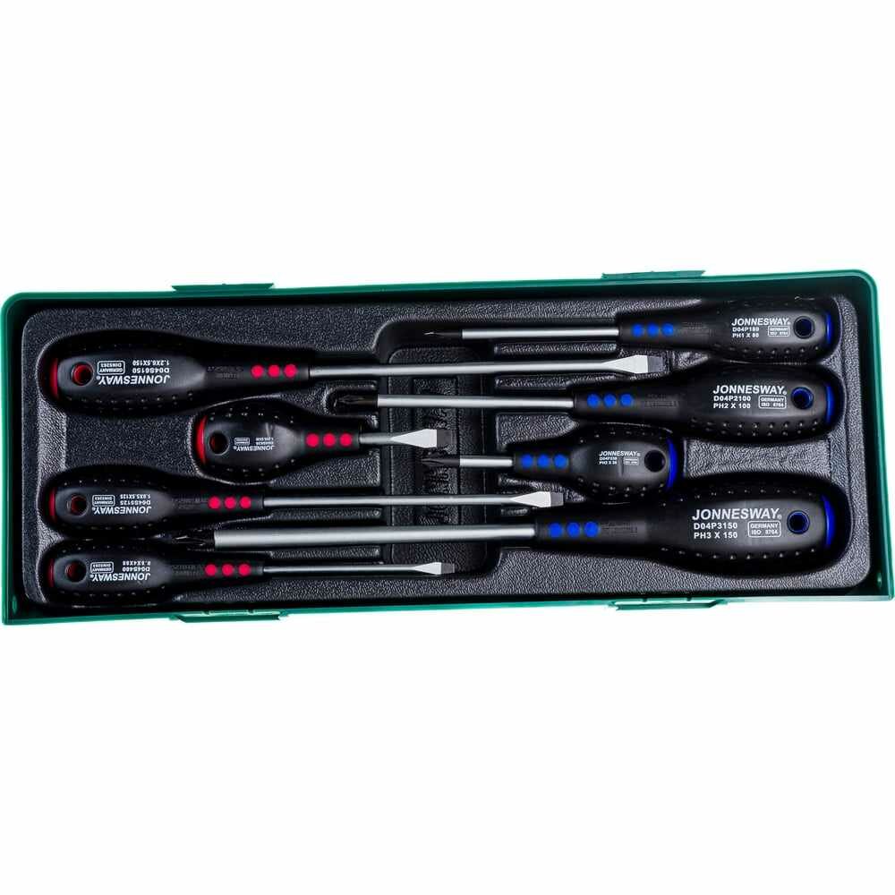 Jonnesway D04PP08SP Набор отверток стержневых FULL STAR в ложементе, 8 предметов 48152