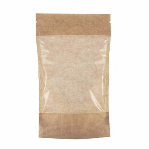 Пакет бумажный "Zip-Lock" с окном 90мм 135х35х225мм крафт уп/10шт