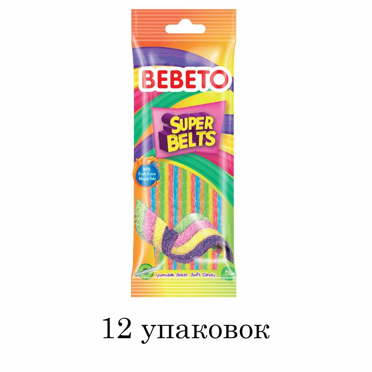 Bebeto мармелад жевательный Super Belts, 75г, 12 уп