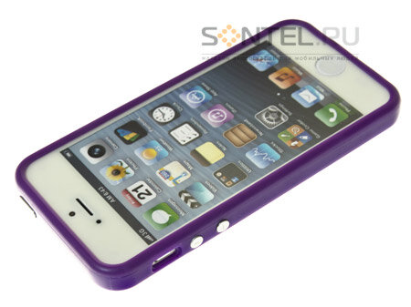 Бампер Яблоко для iPhone 5 сиреневый