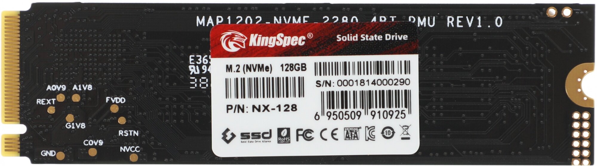Накопитель SSD Kingspec PCIe 3.0 x 128GB NX-128 M.2 2280 0.9 DWPD
