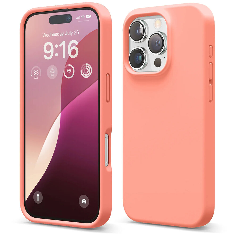 Чехол Elago Premium Silicone для iPhone 16 Pro розовое помело (Pomelo Pink)