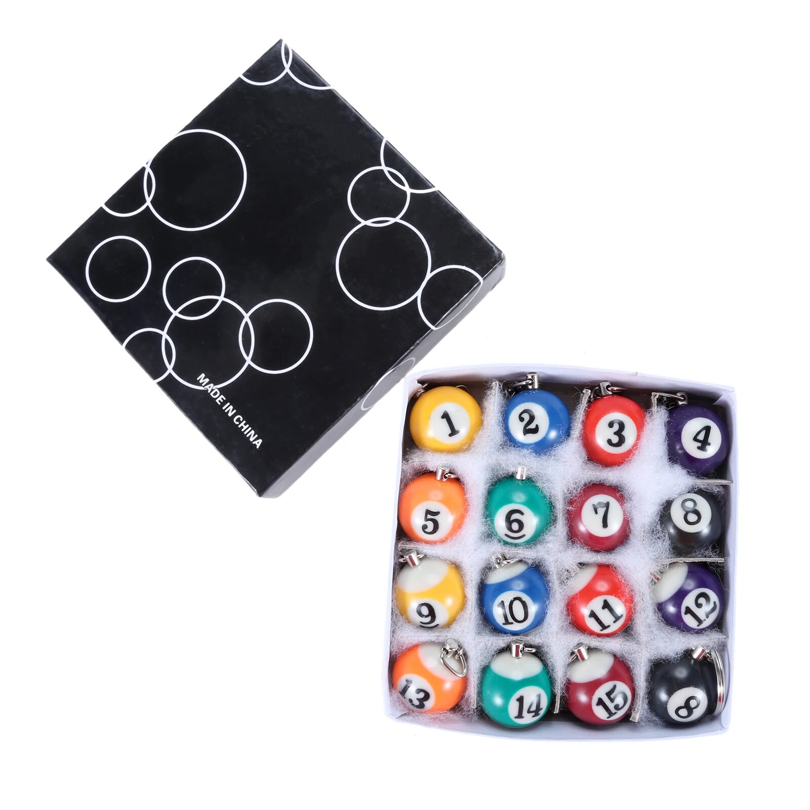 Брелоки бильярдные 16 шт, 25 мм, смешанный цвет Type A Set