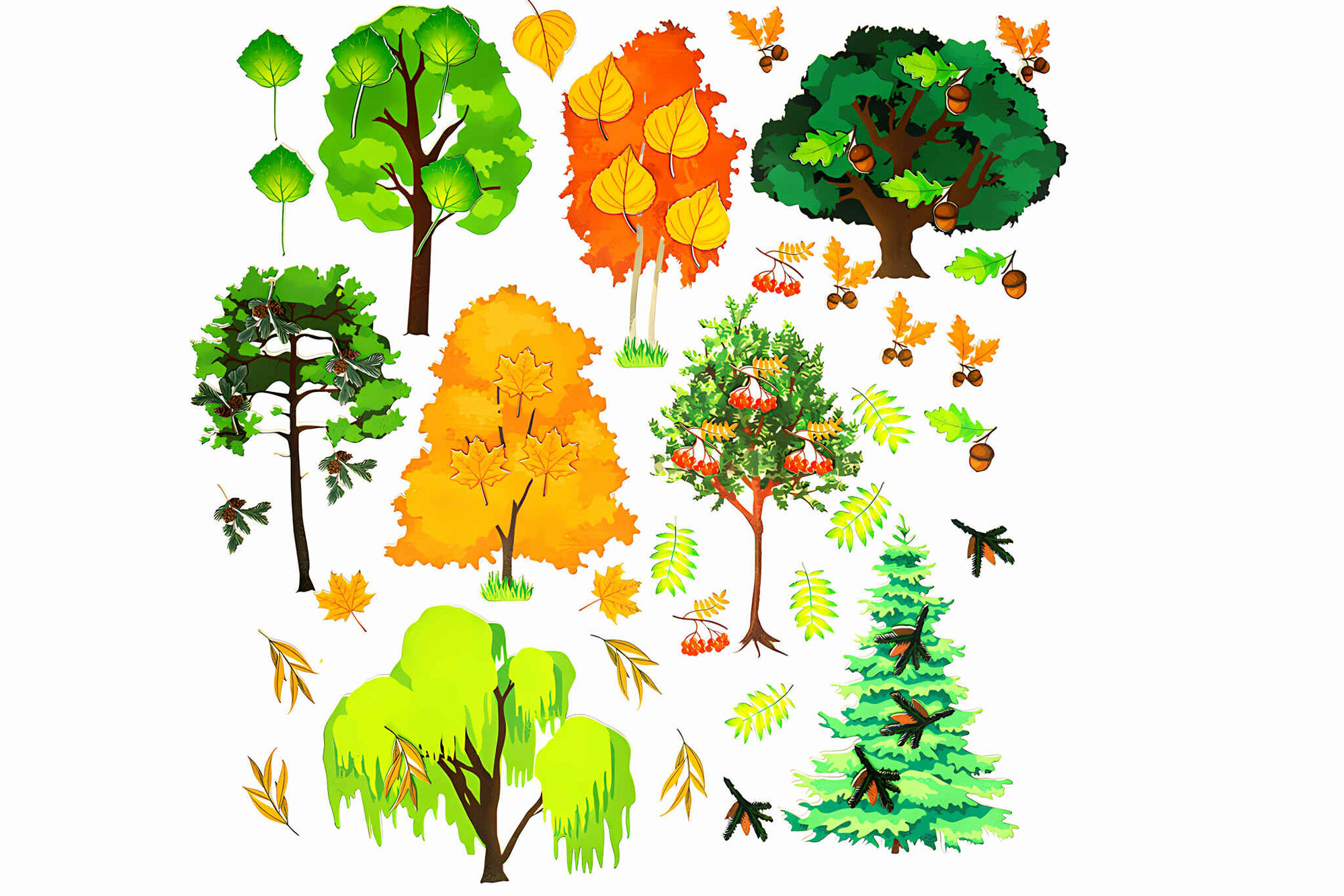 Игровой набор Lip-Lip "Деревья", дерево, многоразовая аппликация, 58 элементов