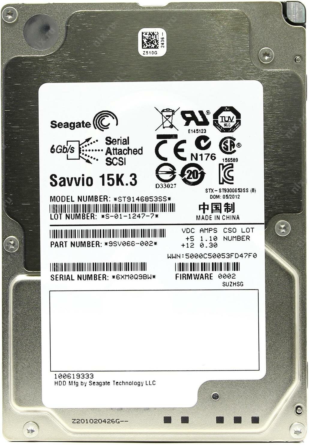 Жесткий диск Seagate SAS 146GB 15K 2.5" 6Gbps 9SV066-005