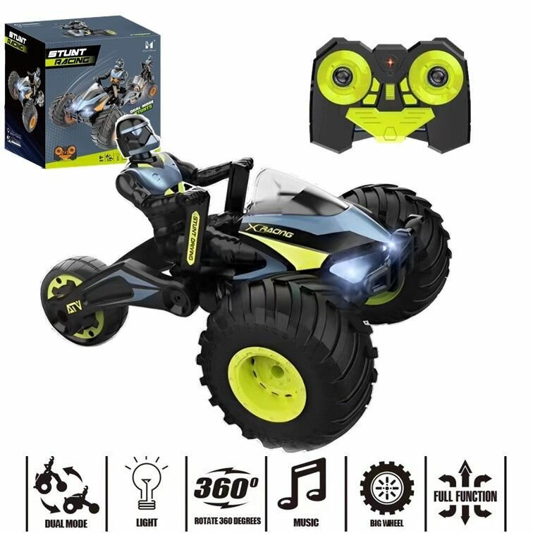 LH-C052S Трюковая машинка перевертыш на пульте управления с фигуркой зеленый