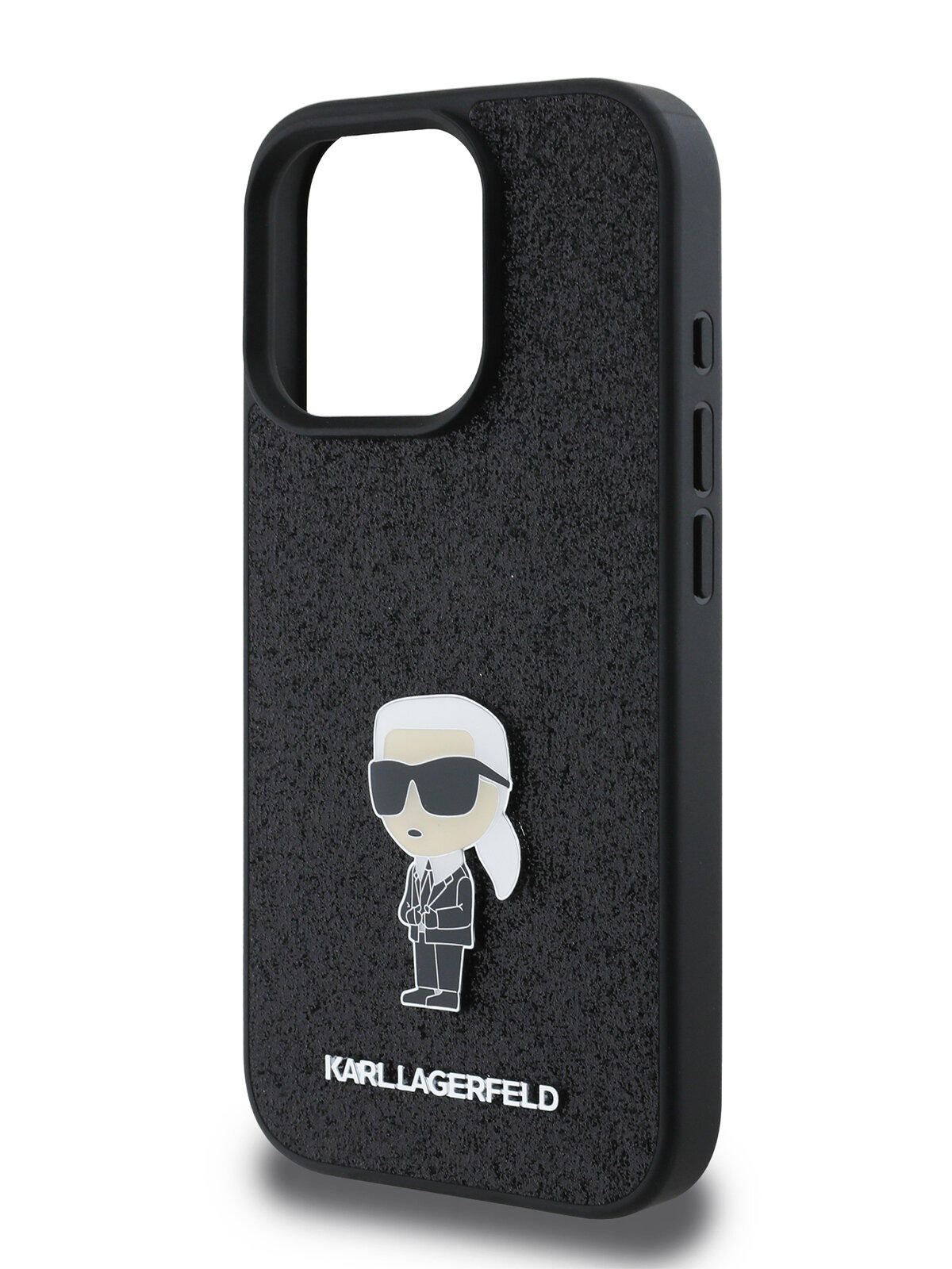 Lagerfeld для iPhone 16 Pro чехол Fixed glitters NFT Karl Ikonik Metal pin Hard Black