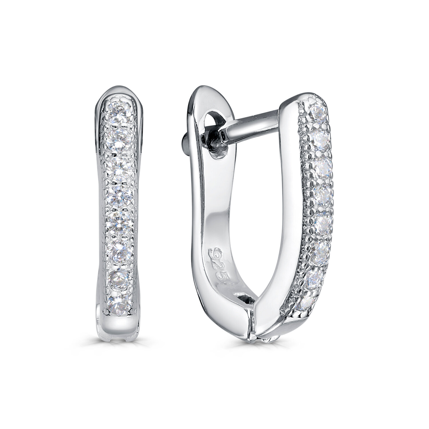 Серьги с подвесками, серебро, 925 проба, родирование, фианит