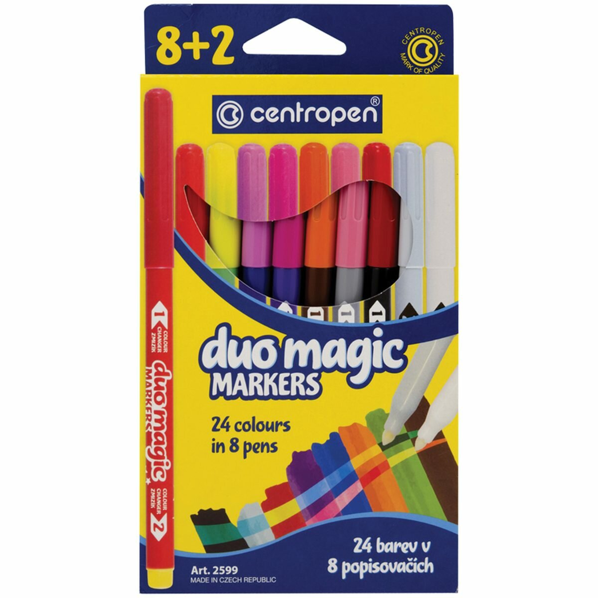 Набор фломастеров 8 цветов Centropen Duo Magic (линия 1.8мм + 2 изменяющих цвет) 10шт, картон. уп. (5 2599 1002)
