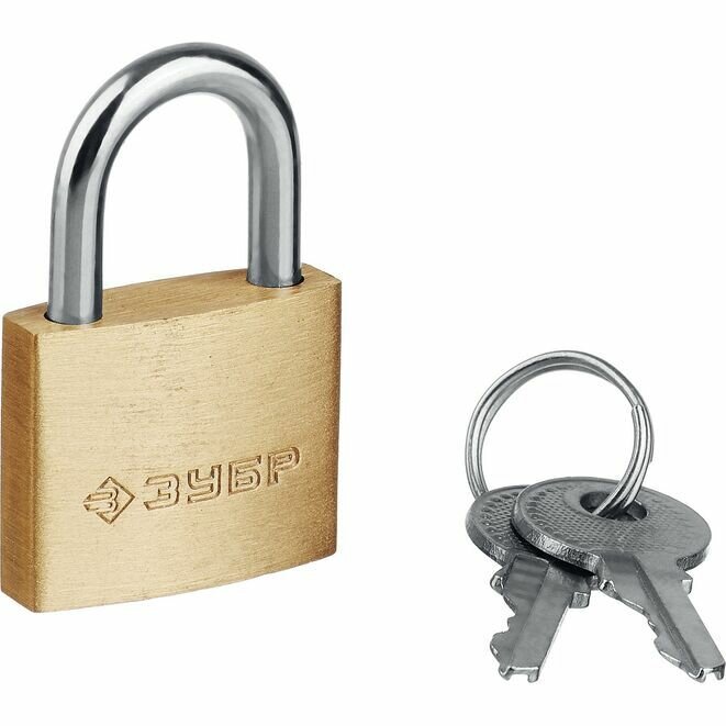 Замок навесной мини ЗУБР 25 мм, латунный корпус