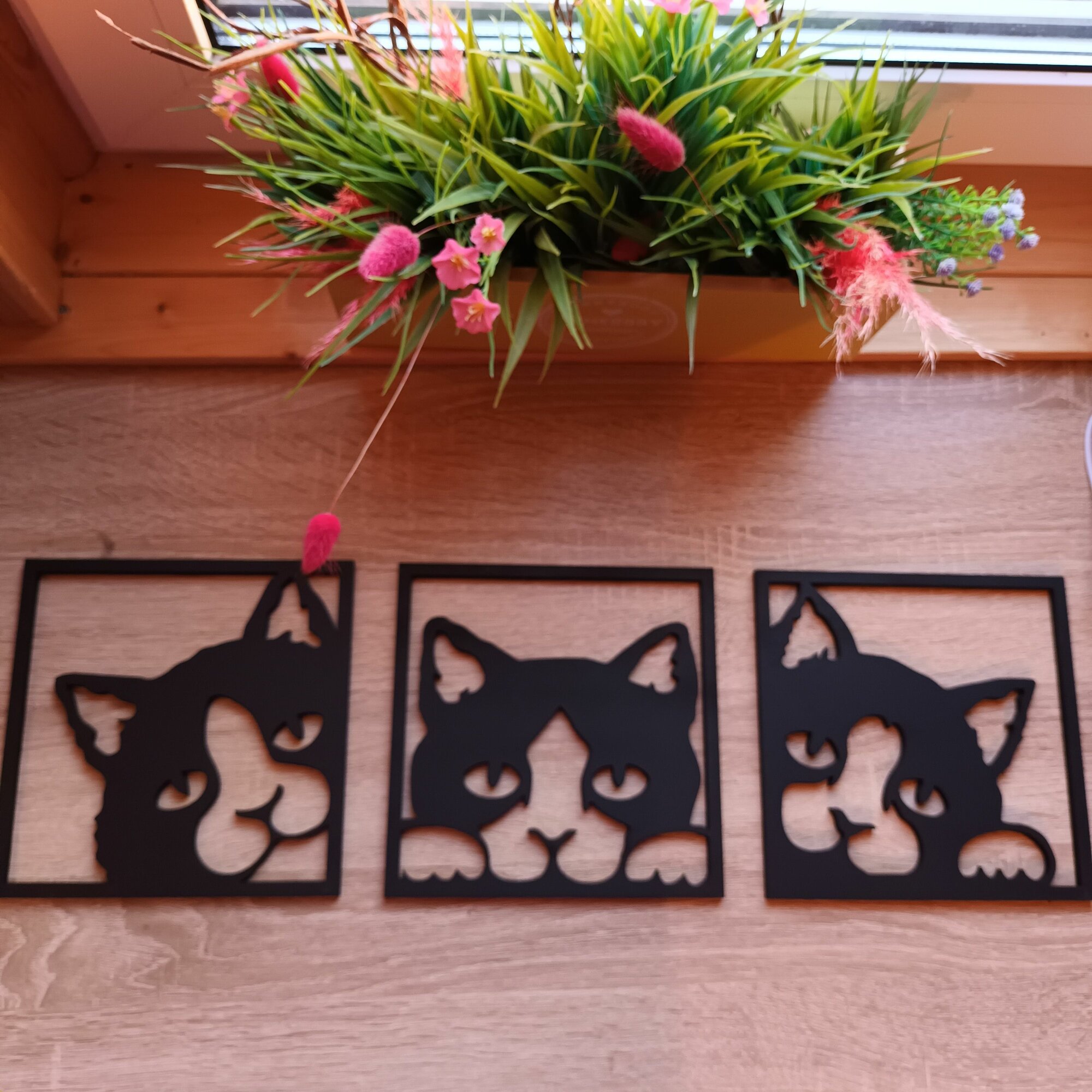 Панно котята 54х18см декоративное настенное черное, декор на стену, картина