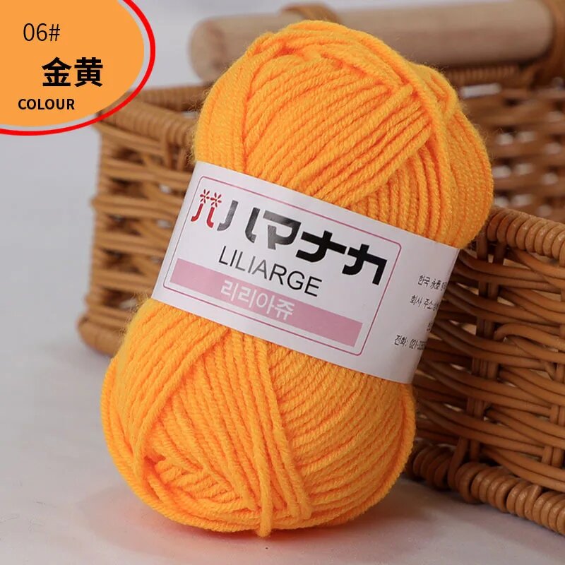 Молочная хлопчатобумажная акриловая пряжа для вязания 6 orange
