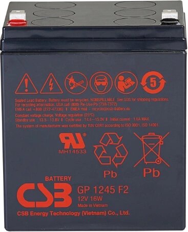 Аккумуляторная батарея для ИБП CSB GP 1245 F2 (12V16W) 12В