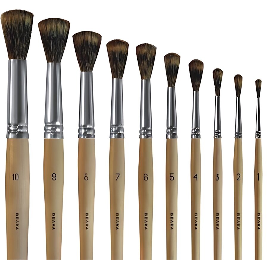 Кисть художественная Альбатрос белка № 10, деревянная ручка, круглая (3080/10)