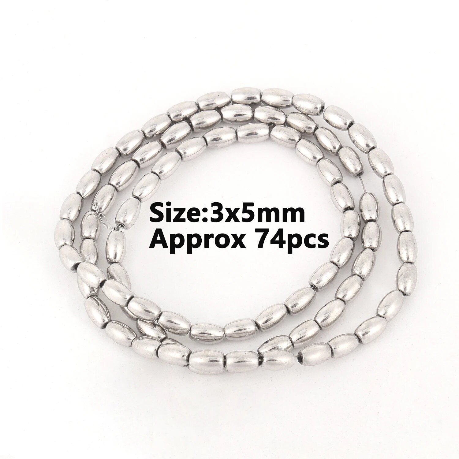 Бусины из гематита AOHAYOOMQ белые Серебряный, H13-3x5mm