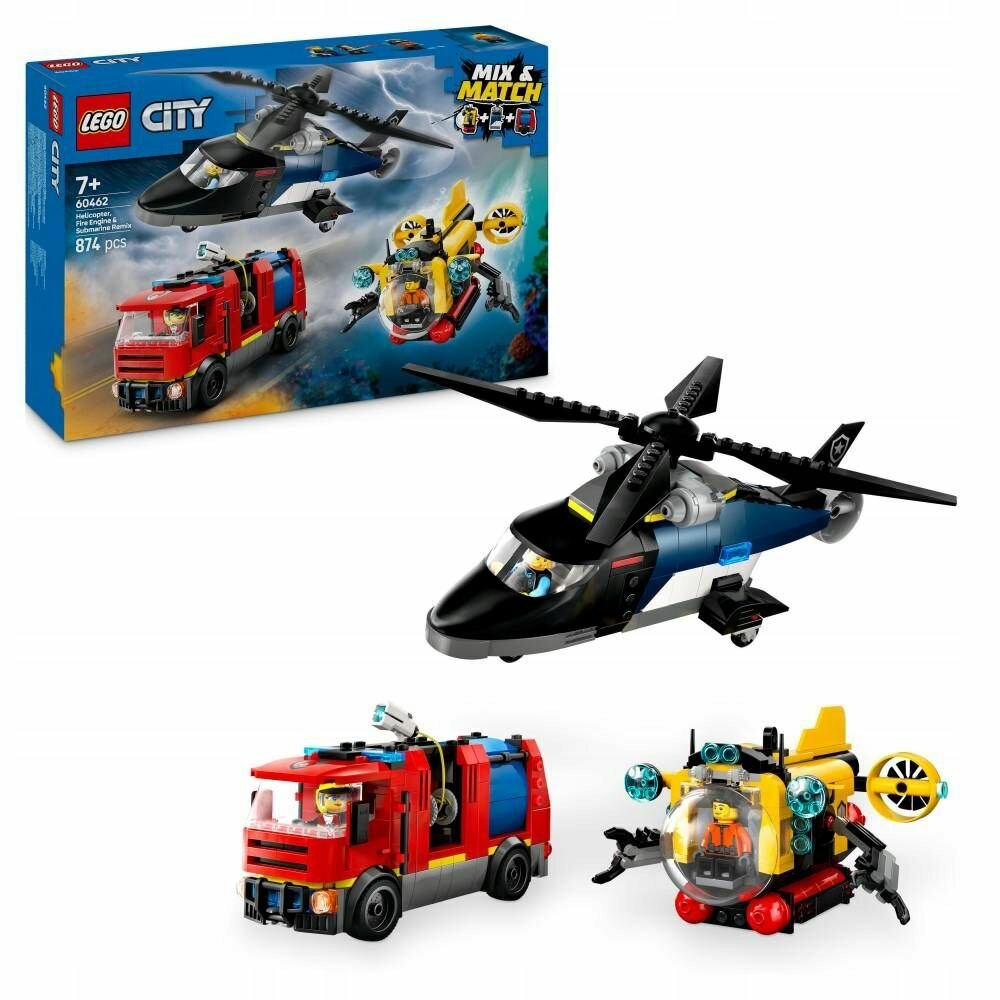 Конструктор LEGO City - Набор Вертолет, пожарная машина и подводная лодка - Лего Сити 60462
