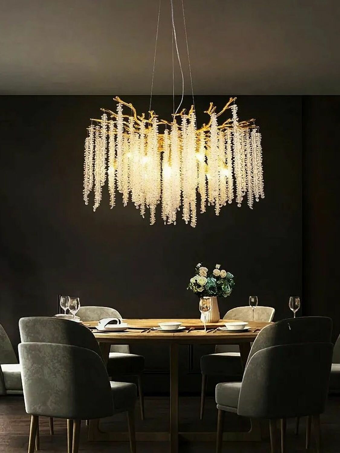 Люстра хрустальная подвесная , золото, 8 цоколей E14, 60см.