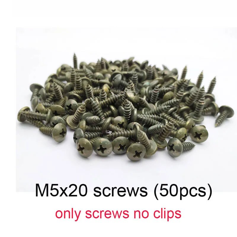 50 шт. винты или зажимы для мотоцикла, скутера, мопеда, электровелосипеда, пластиковая крышка, металлический фиксатор, саморезы U-типа, зажим M4 M5 M5x20 screws (50pcs)
