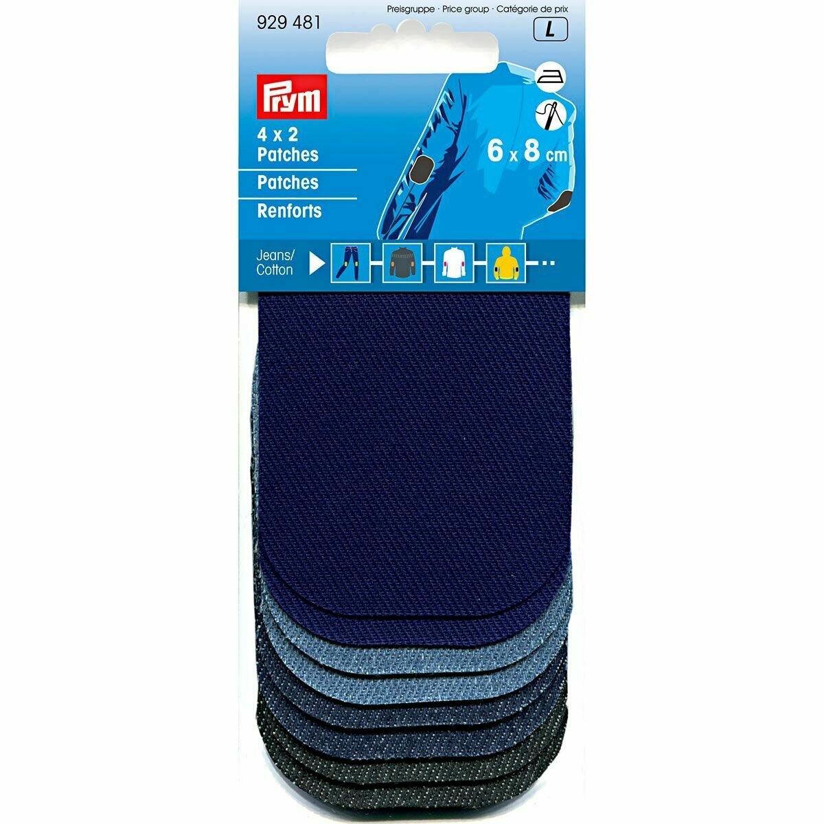 Термозаплатки PRYM "Jeans/Cotton", ассорти цветов, 8 шт (929481)