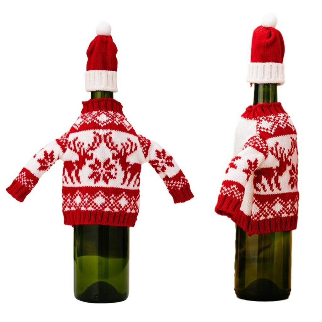 Чехол для бутылки вина на Рождество
