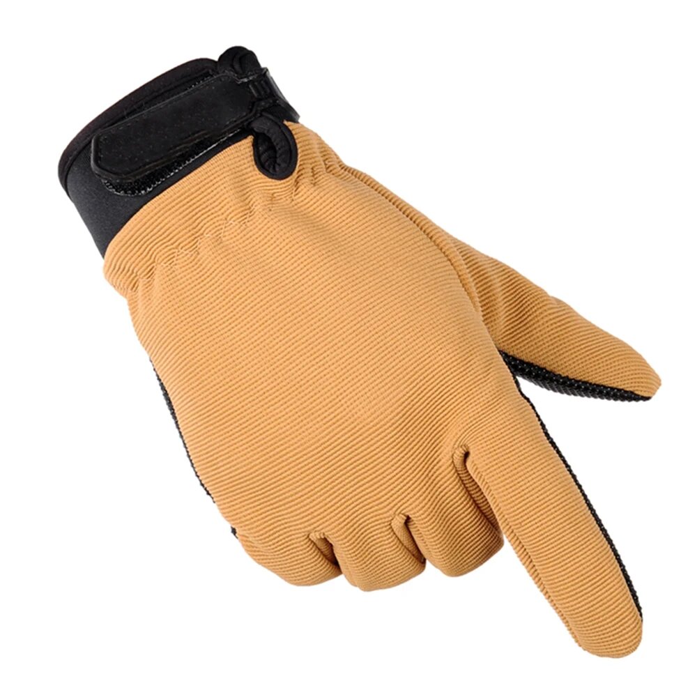 HKXY GLOVES спортивные перчатки без пальцев черные М, Желтый, Full Khaki