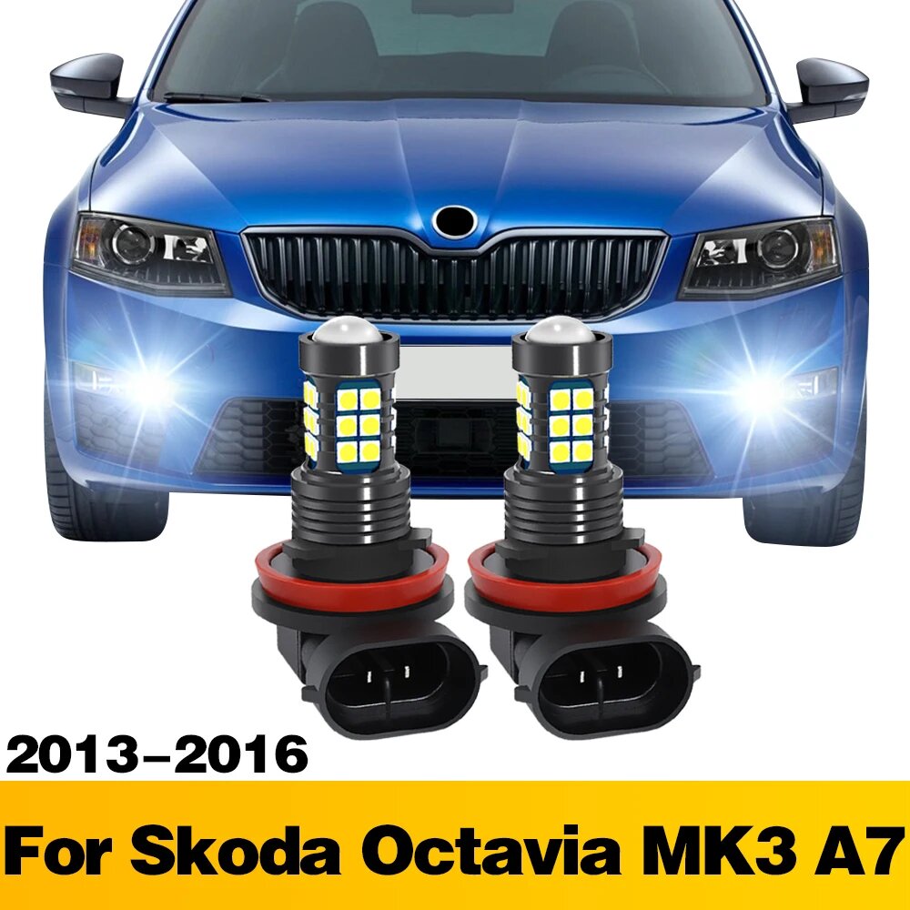 2 шт. светодиодные лампы автомобиля передние противотуманные фары аксессуары для SKODA Octavia MK3 A7 2013 2014 2015 2016