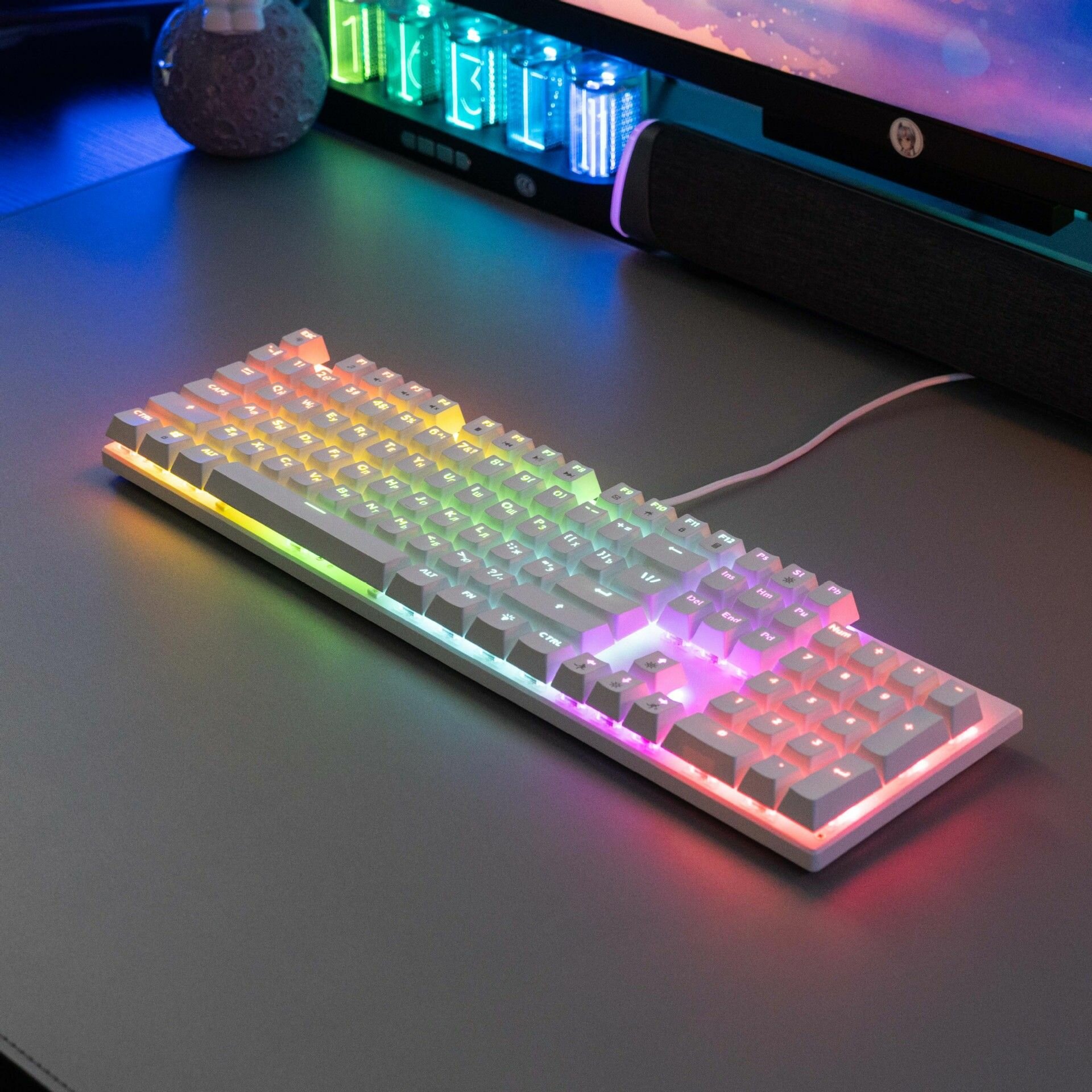 Механическая клавиатура Геймерская клавиатура с русской раскладкой, переключателями Red и Brown, hot-swap, RGB подсветка