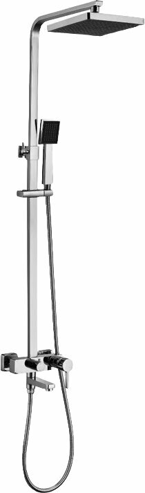 Душевая стойка Lemark Tropic LM7004C со смесителем, хром, глянцевая, с тропическим душем, с изливом, с лейкой, душевая система, латунная, рычаг сбоку